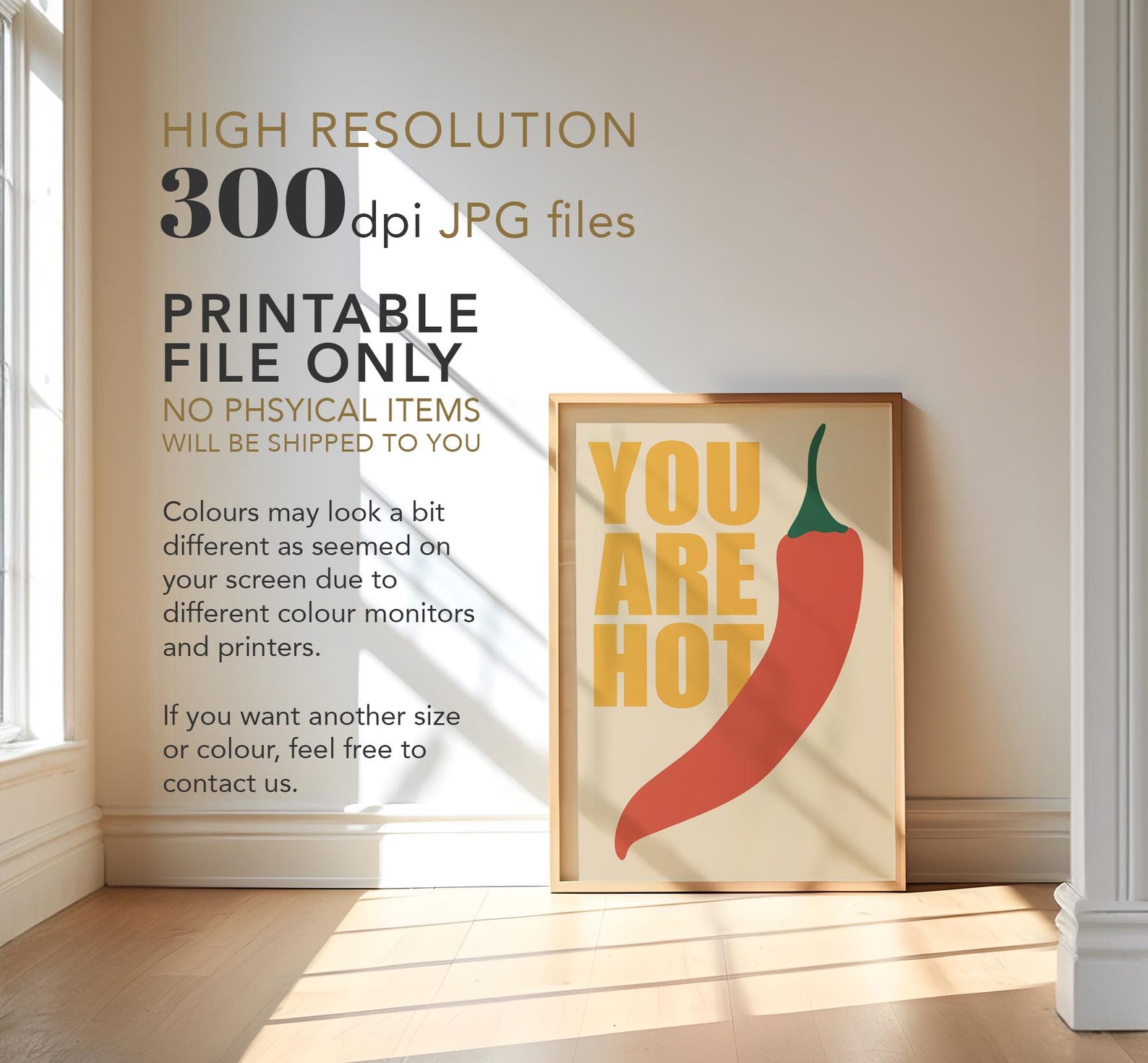 Spicy Chilli Print, You Are Hot Poster, Trendy Kitchen Decor, Retro ...
