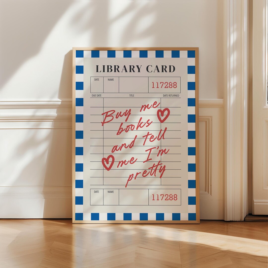 Library Card Poster, Book Lover Wall Art (digital Download) - Etsy