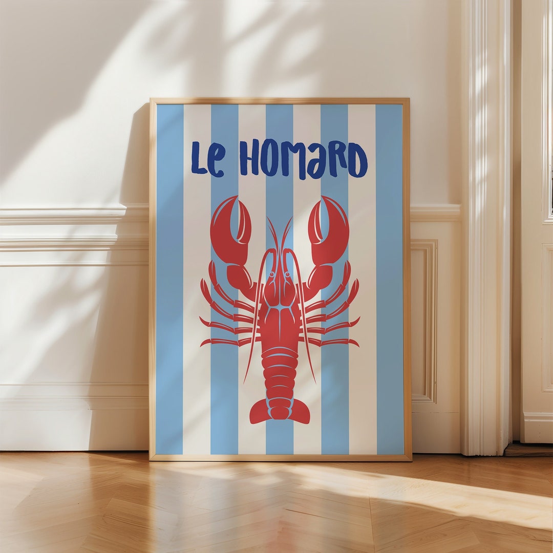 Lobster Print, La Homard Print, Trendy Kitchen Wall Art, Vintage Food ...