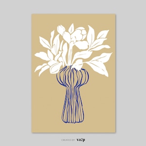 Abstract Vase Print, Botanical Wall Art, Printable Floral Poster ...