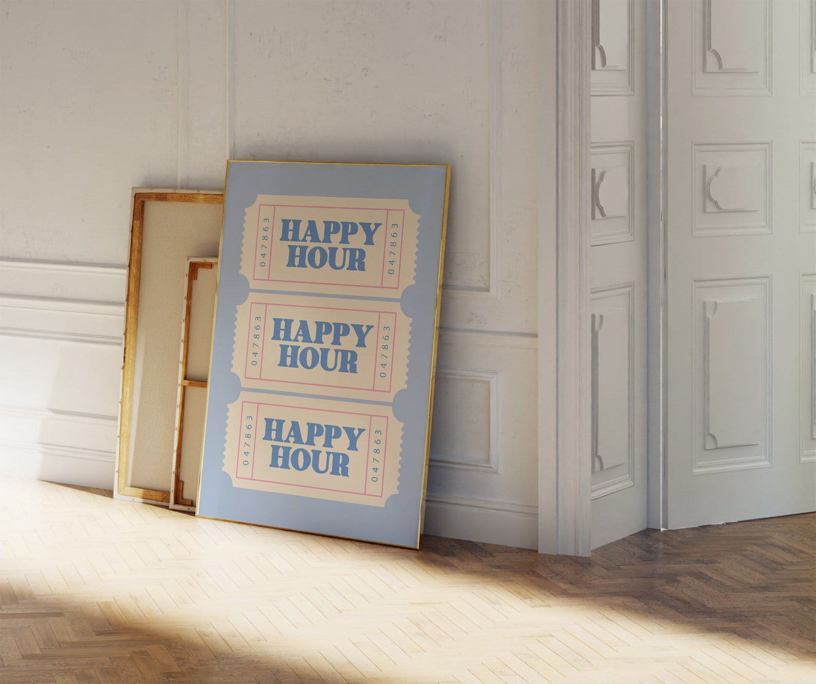 Happy Hour Ticket Print, Bar Cart Decor, Trendy Wall Art, Retro Ticket ...