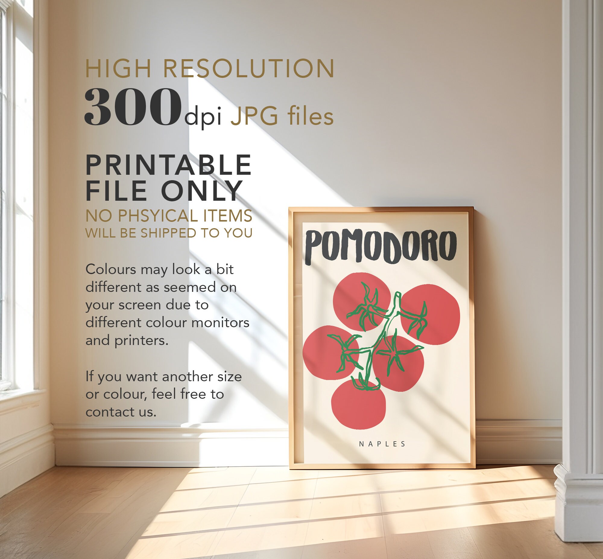 Retro Tomato Print, Digital Download, Trendy Tomato Poster, Modern ...