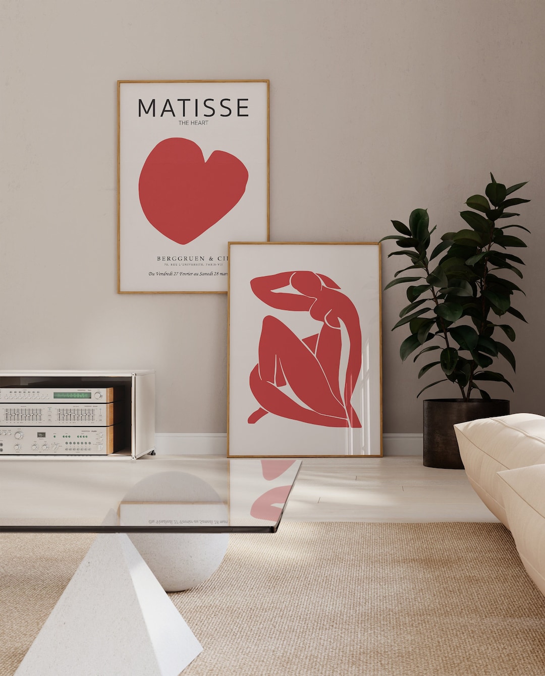 Matisse Heart Wall Art Set of 2, Red Henri Matisse Print, Digital ...