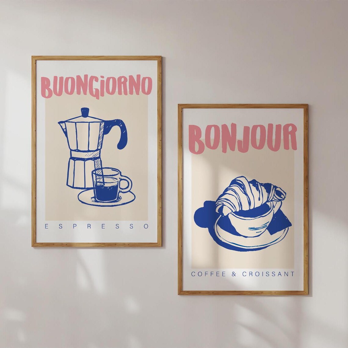 Set of 2 Printable Kitchen Posters, Modern Coffee Poster, Retro French ...