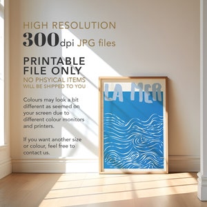 Sea Print, La Mer Poster, Blue Print, Trendy Wall Art, Digital Download ...