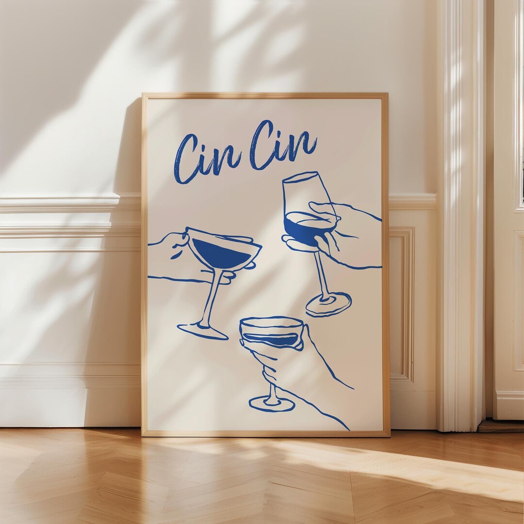 Cheers Printable Art, Cin Cin Poster, Trendy Wall Art, Cocktail Poster ...