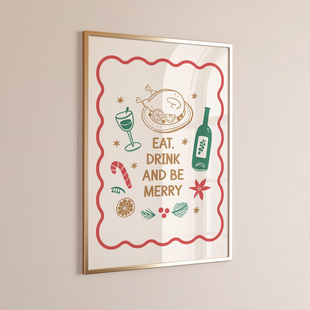 Eat Drink Be Merry Christmas Print: Holiday Bar Cart Decor (digital ...