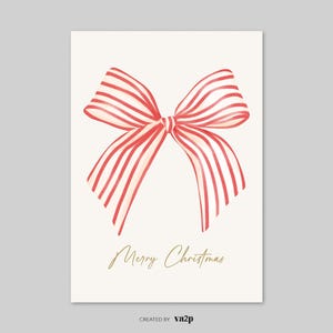 Christmas Bow Print, Merry Christmas Poster, Feminine Room Decor ...