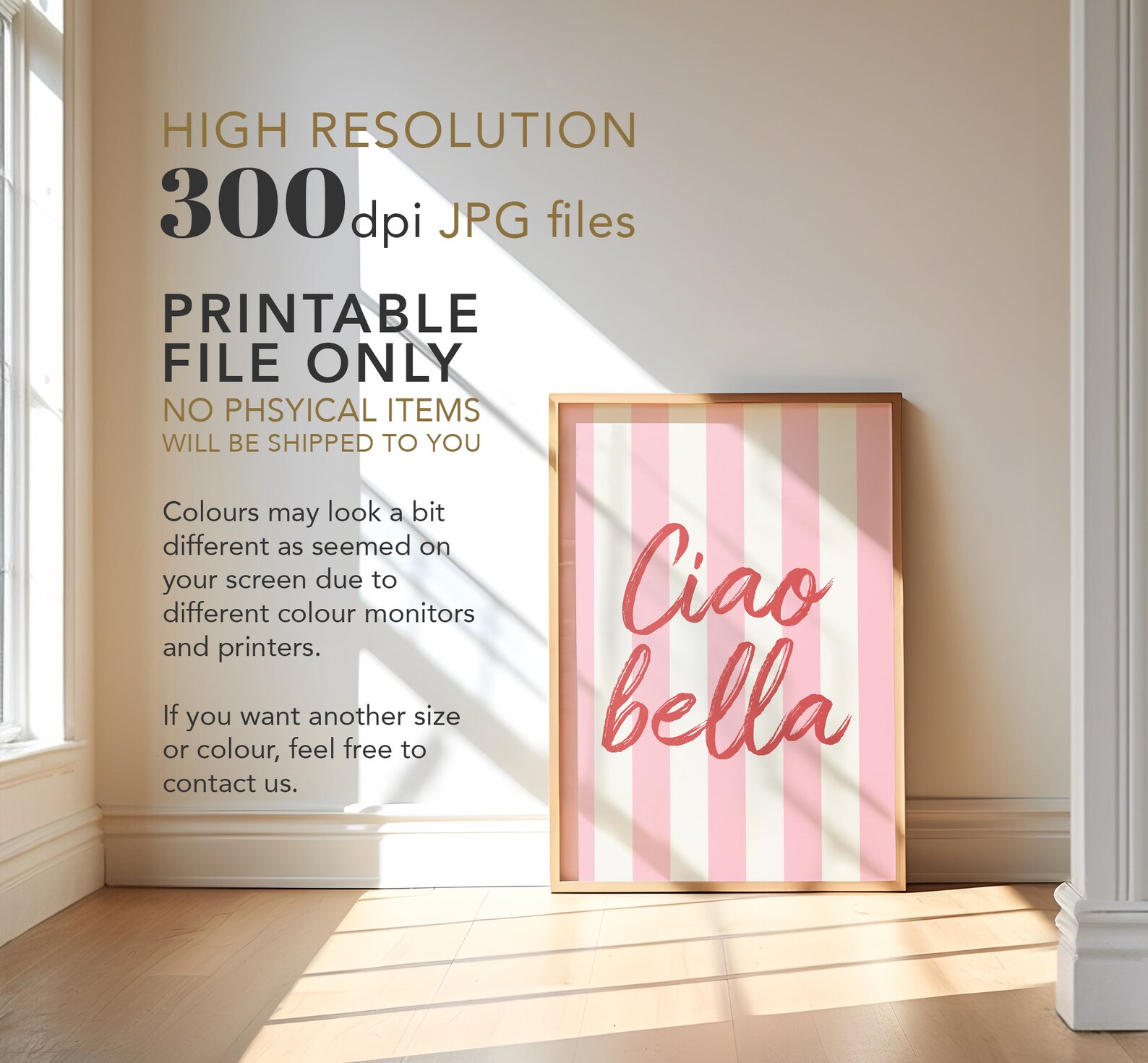 Ciao Bella Print, Trendy Wall Art, Italian Quote Typography Art ...