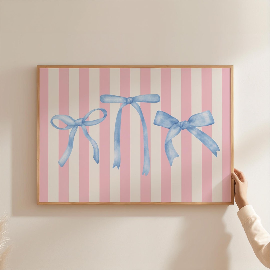 Blue Bow Coquette Print: Girly Preppy Room Decor (digital Download) - Etsy