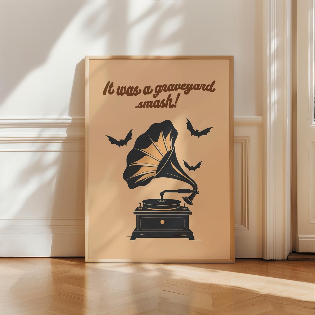 Spooky Record Player Halloween Print: Retro Autumn Wall Art (digital ...