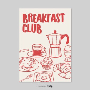 Breakfast Club Print, Retro Kitchen Wall Art (digital Download) - Etsy