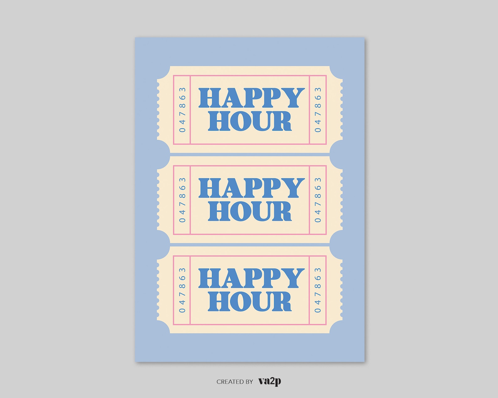 Happy Hour Ticket Print, Bar Cart Decor, Trendy Wall Art, Retro Ticket ...