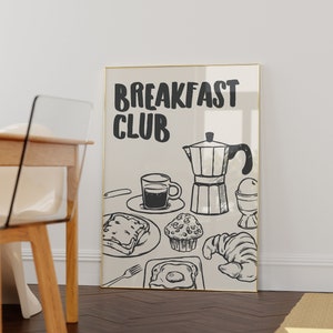 Breakfast Club Print, Digital Download, Retro Dinning Room Wall Art ...