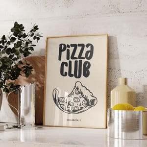 Pizza Club Print, Modern Kitchen Decor, Digital Download, Food ...