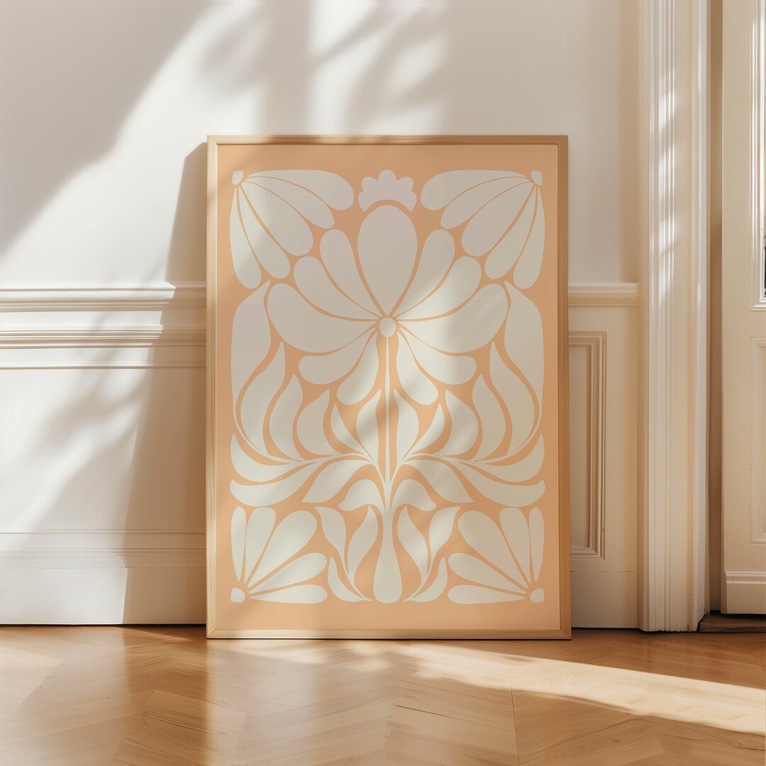 Norway Folk Art, Peach Fuzz Wall Art, Digital Print, Scandinavian Folk ...