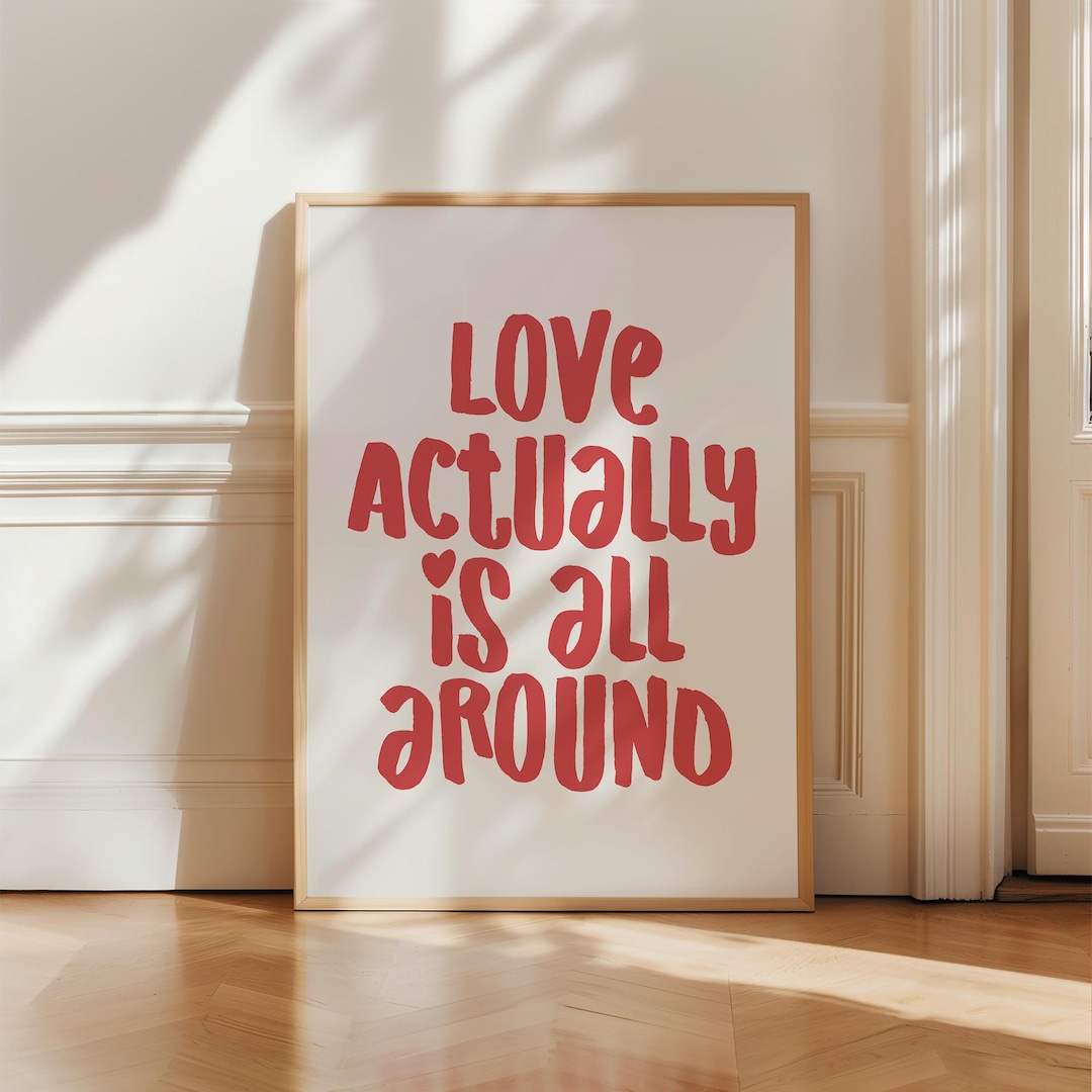 Love Actually is All Around Print, Trendy Retro Love Poster, Quote Wall ...