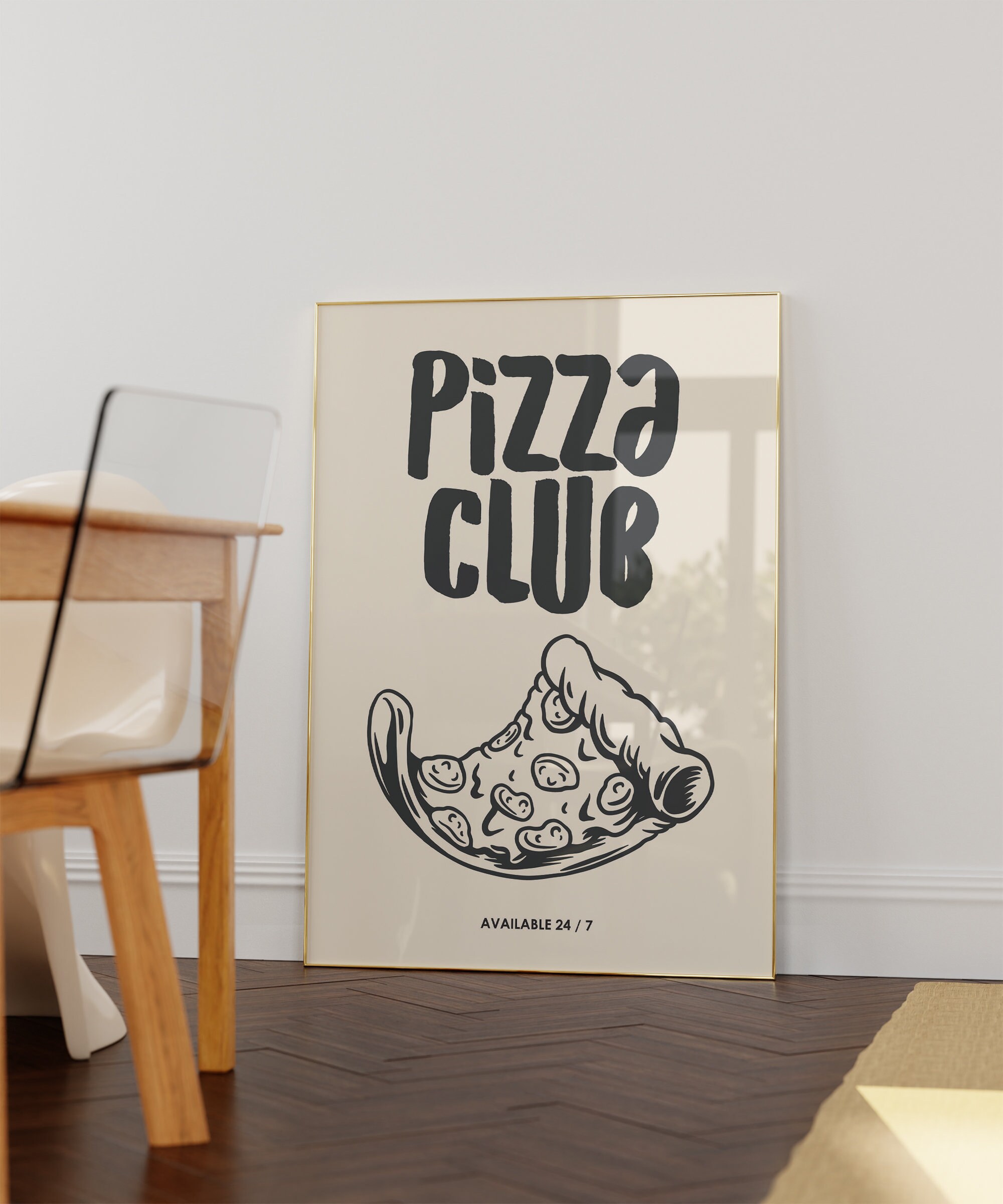 Pizza Club Print, Modern Kitchen Decor, Digital Download, Food ...