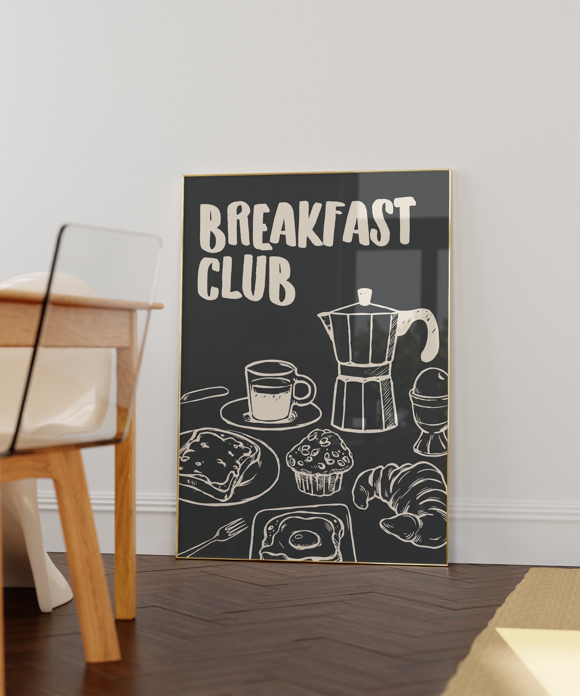 Breakfast Club Print, Digital Download, Retro Dinning Room Wall Art ...