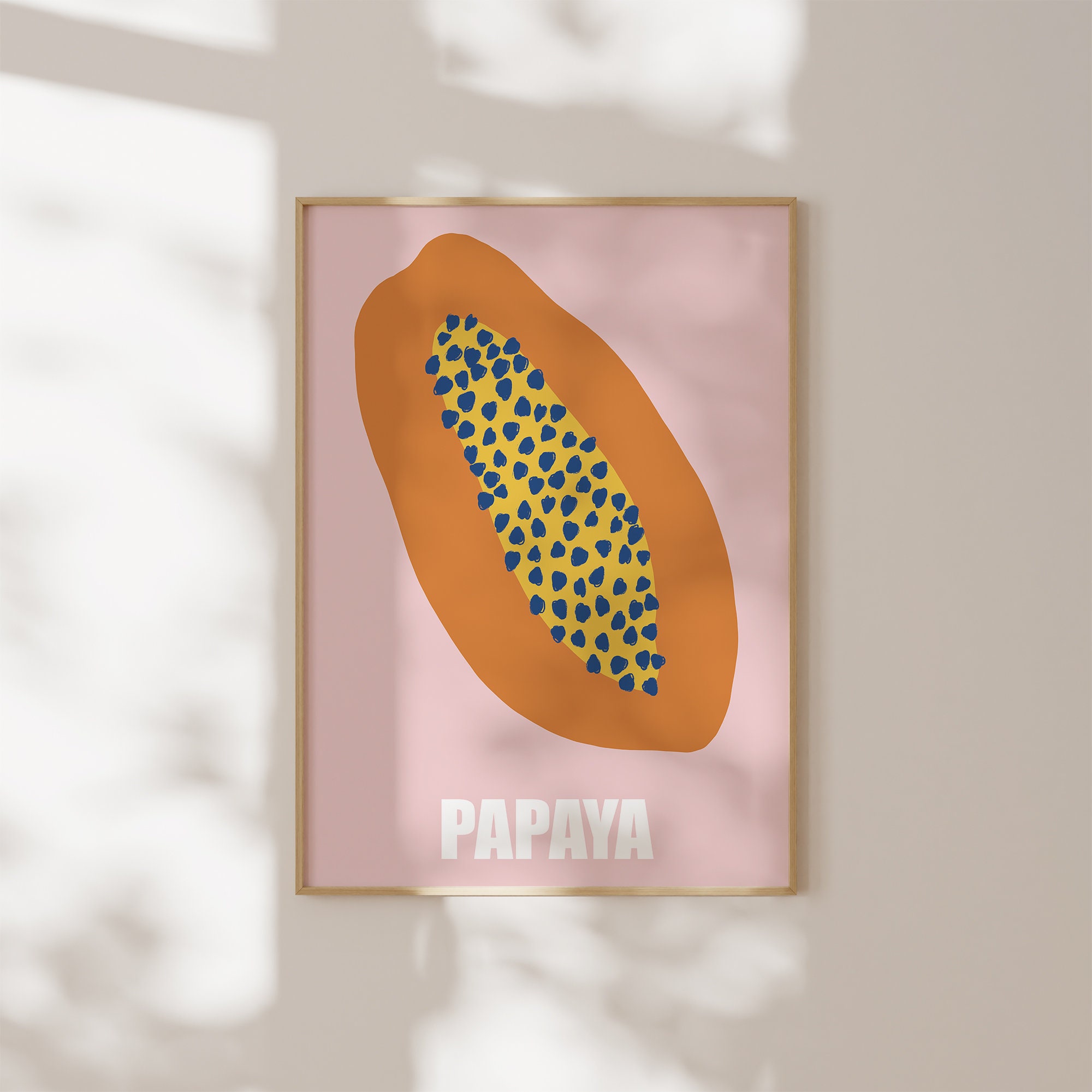 Papaya Kitchen Print, Colourful Fruit Wall Print, Kitchen Wall Decor ...