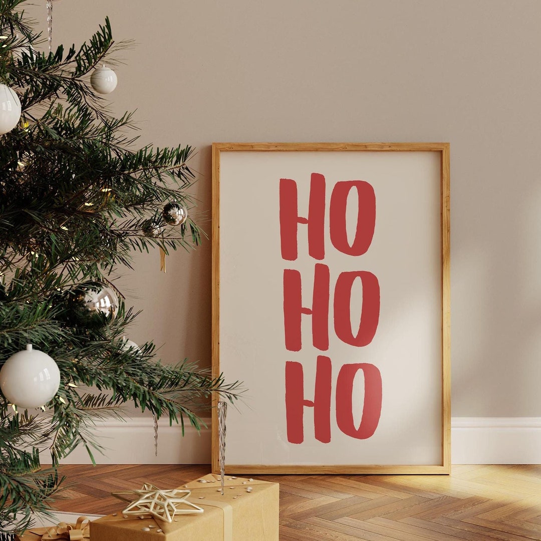 Christmas Print, Ho Ho Ho Sign, Christmas Decor, Classic Christmas Wall ...