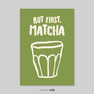 Matcha Latte Print, Digital Download, Modern Kitchen Wall Art, Matcha ...
