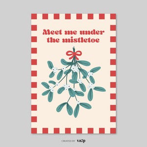 Meet Me Under the Mistletoe Print, Christmas Wall Art, Cute Christmas ...
