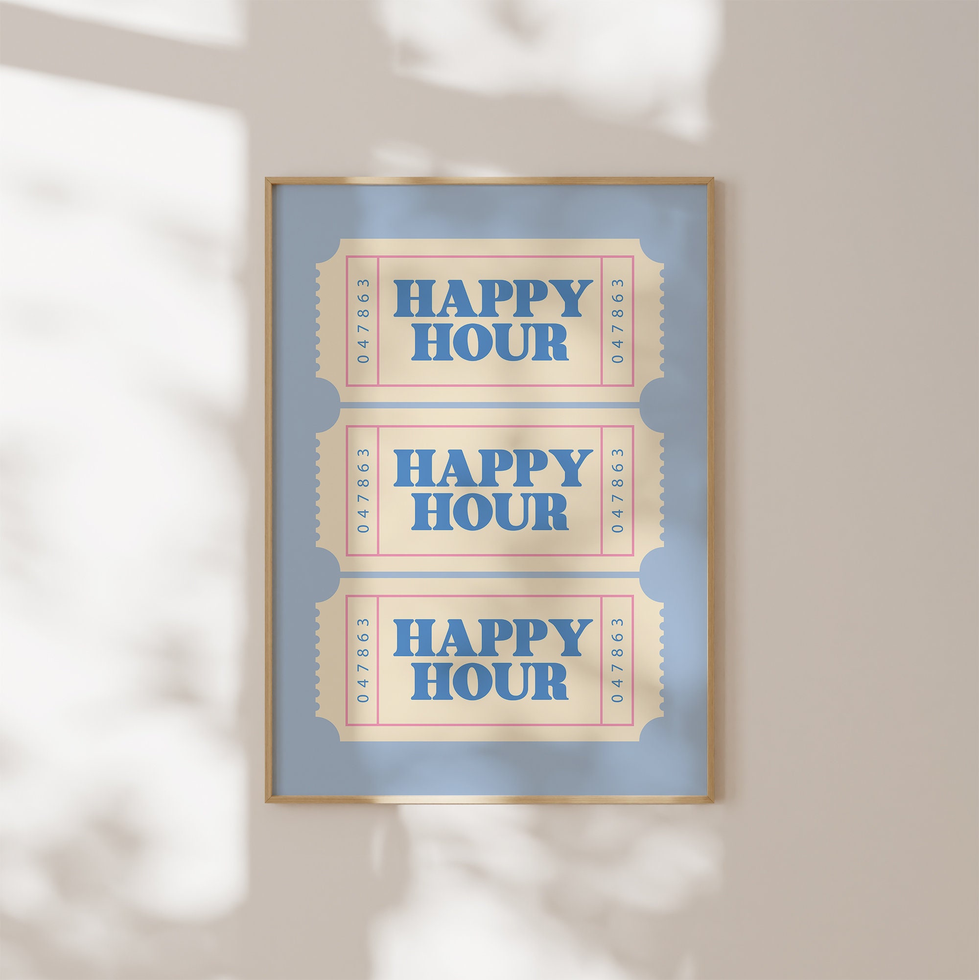 Happy Hour Ticket Print, Bar Cart Decor, Trendy Wall Art, Retro Ticket ...