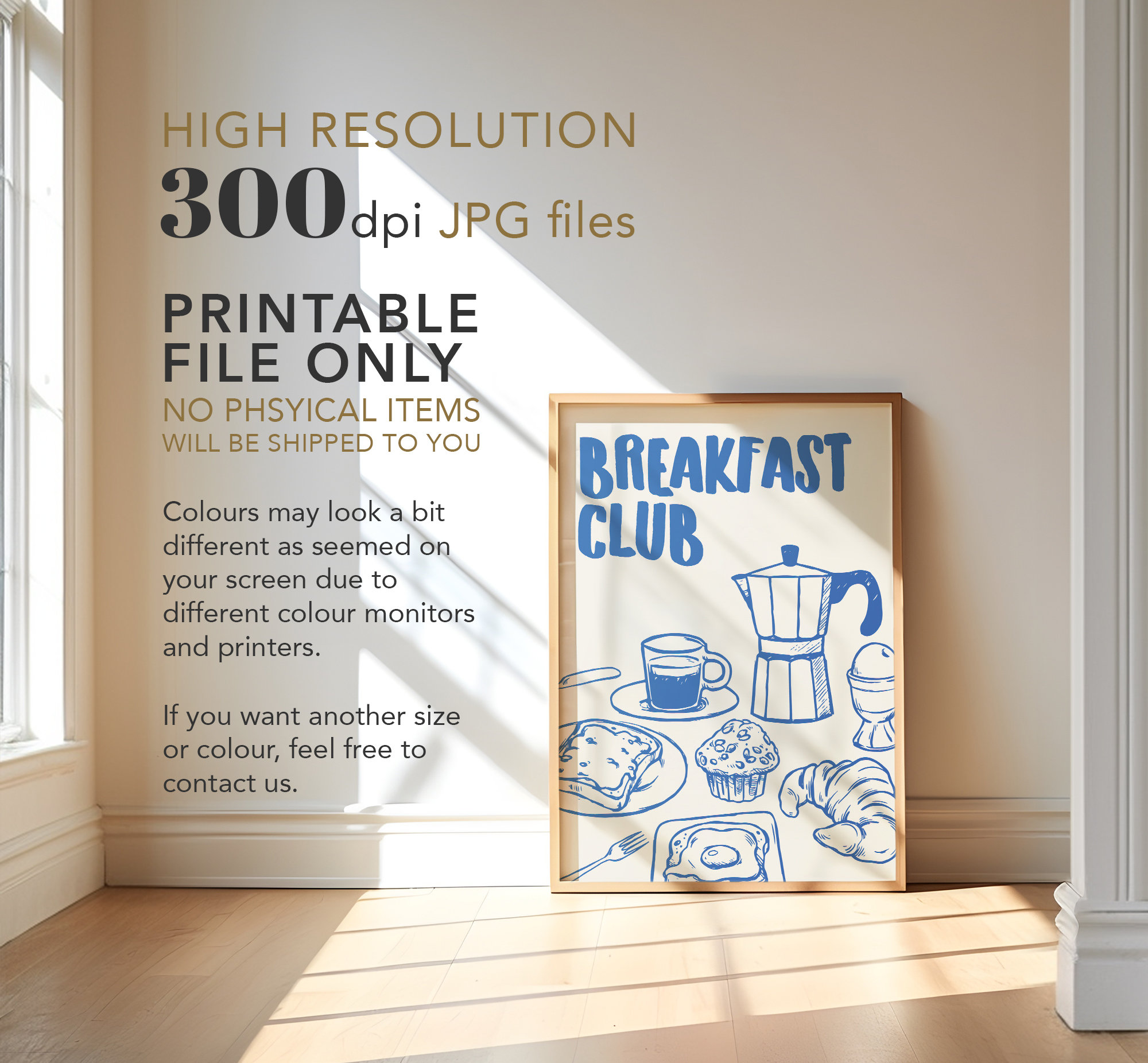 Breakfast Club Print, Digital Download, Retro Dinning Room Wall Art ...