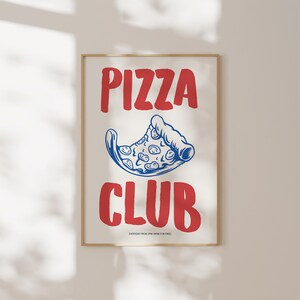 Hand Drawn Pizza Print, Pizza Club Poster, Modern Dinning Room Art ...