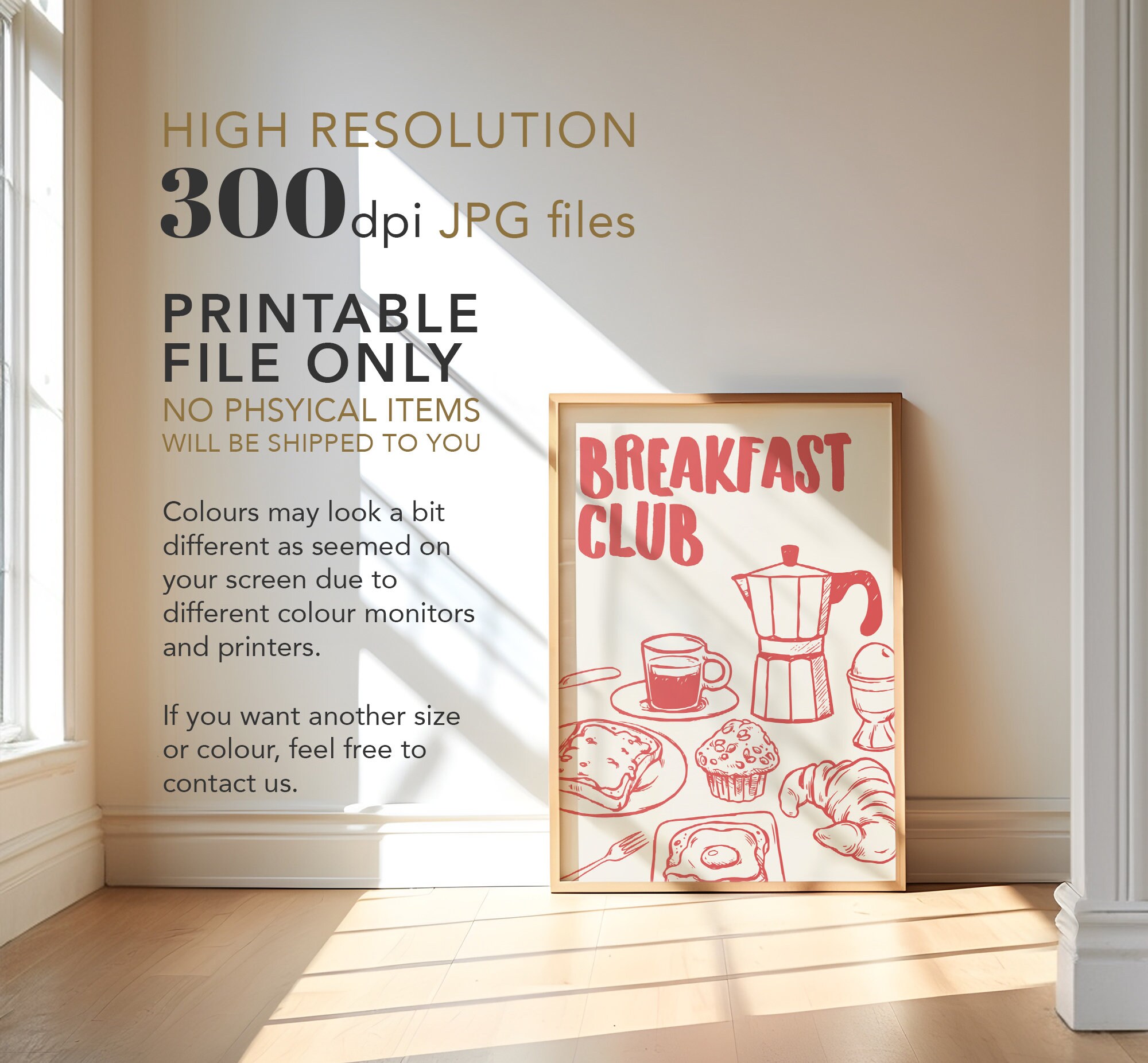 Breakfast Club Print, Retro Kitchen Wall Art (digital Download) - Etsy