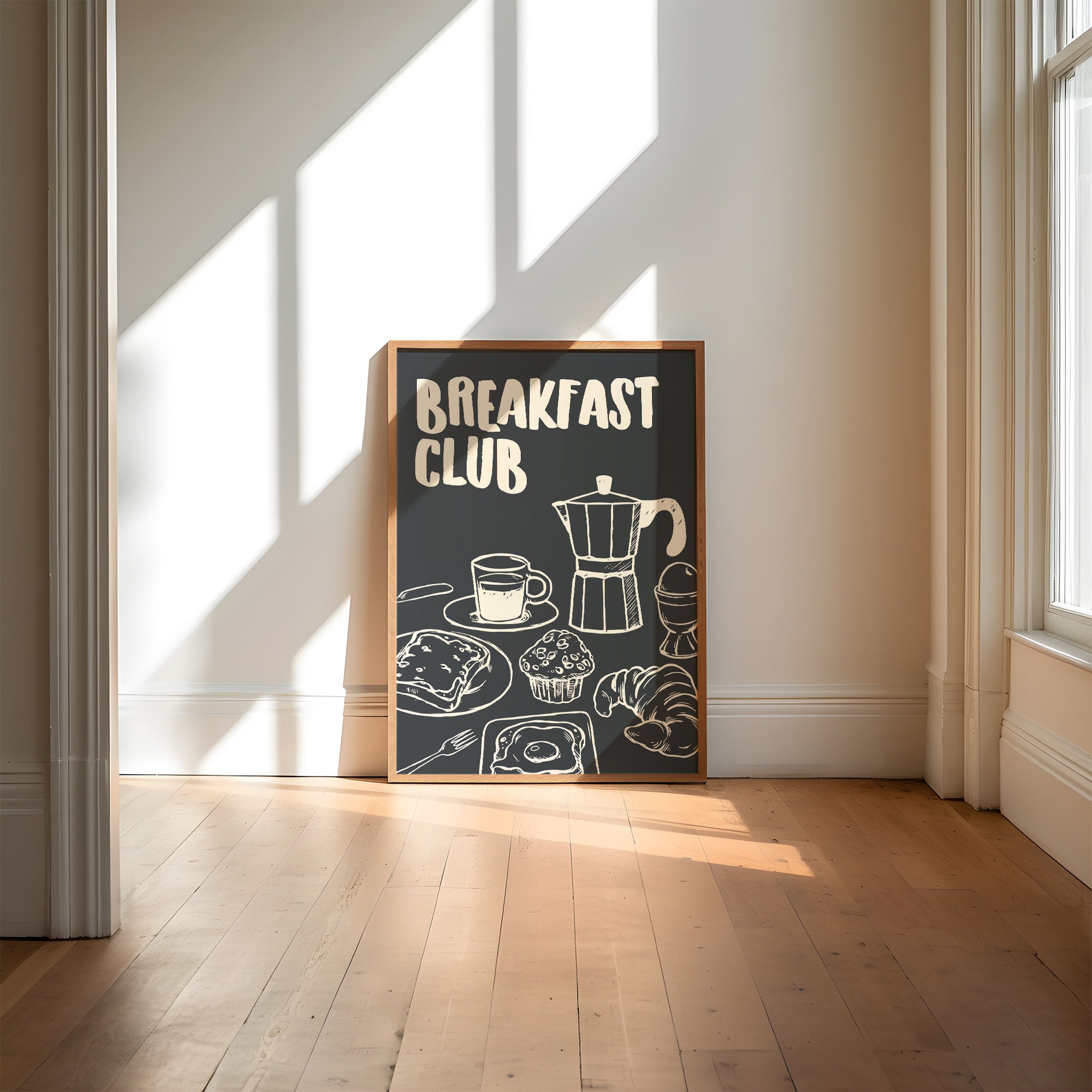 Breakfast Club Print, Digital Download, Retro Dinning Room Wall Art ...