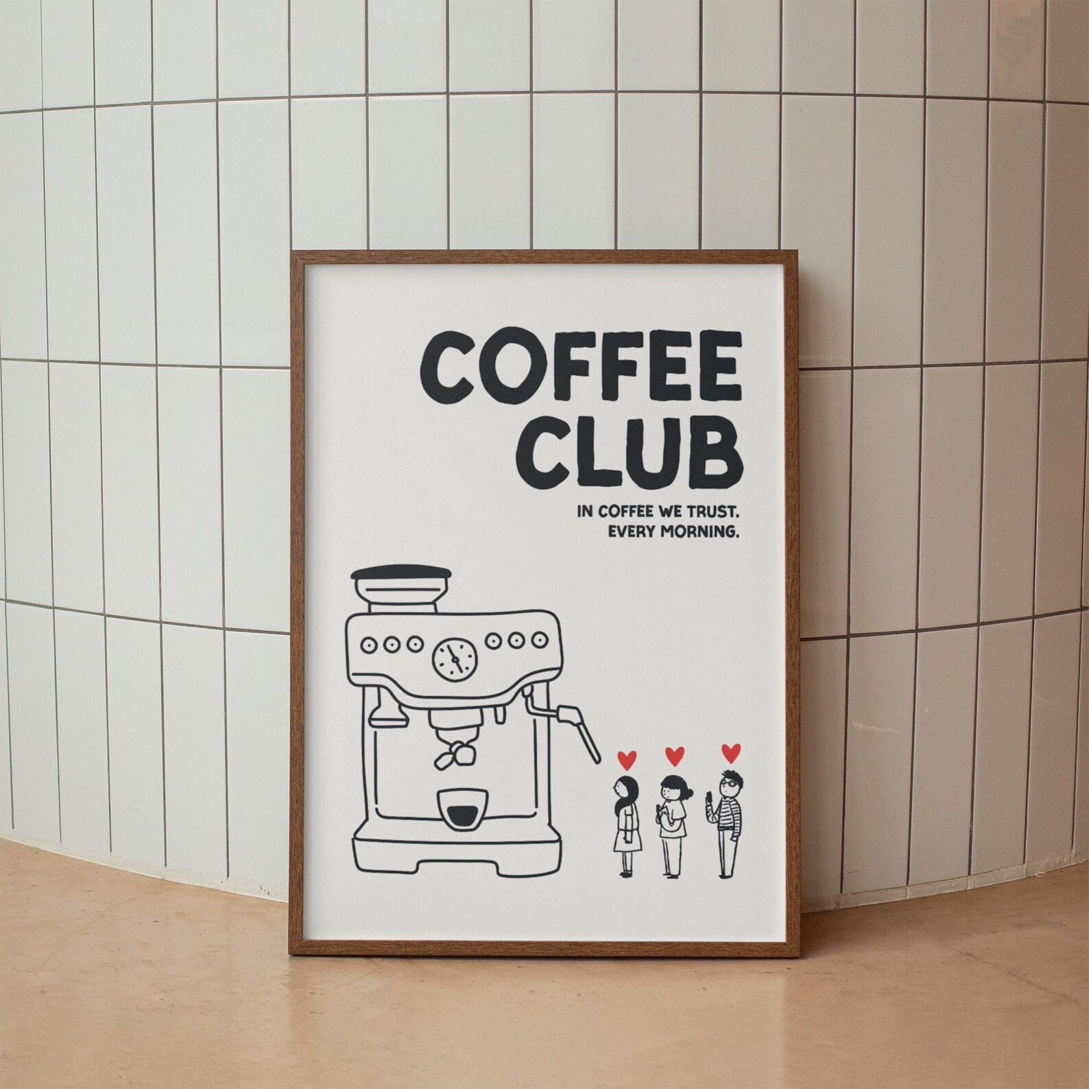 Coffee Machine Poster: Trendy Kitchen Print, Coffee Bar Decor (digital ...