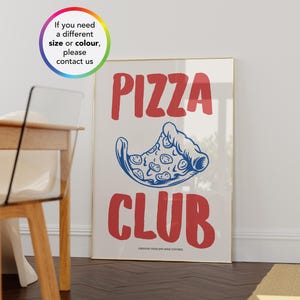 Hand Drawn Pizza Print, Pizza Club Poster, Modern Dinning Room Art ...