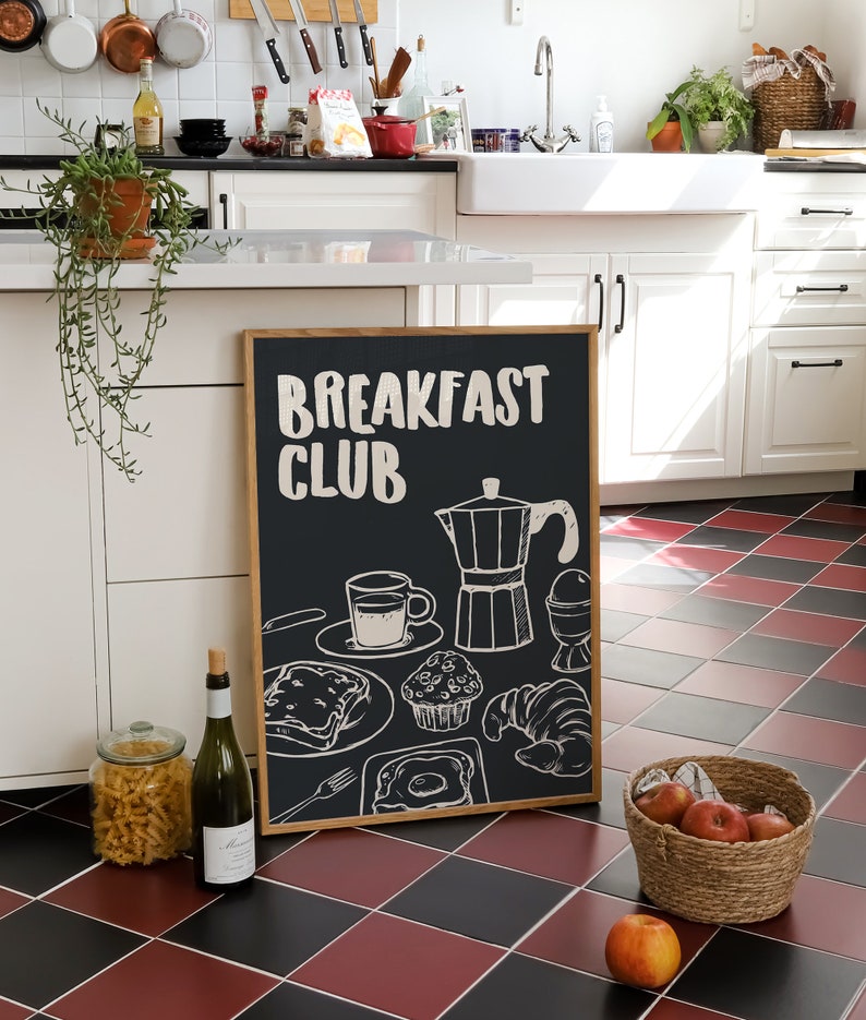 Breakfast Club Print, Digital Download, Retro Dinning Room Wall Art ...