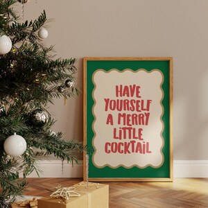 Christmas Art Printable, Christmas Bar Cart Sign, Vintage Retro ...