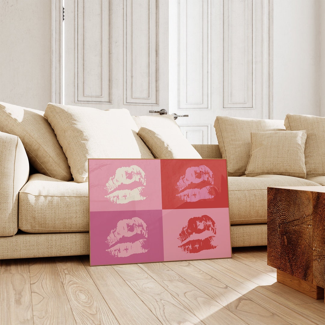 Kiss Poster, 70s Poster, Trendy Lips Pop Art Print, Digital Download ...