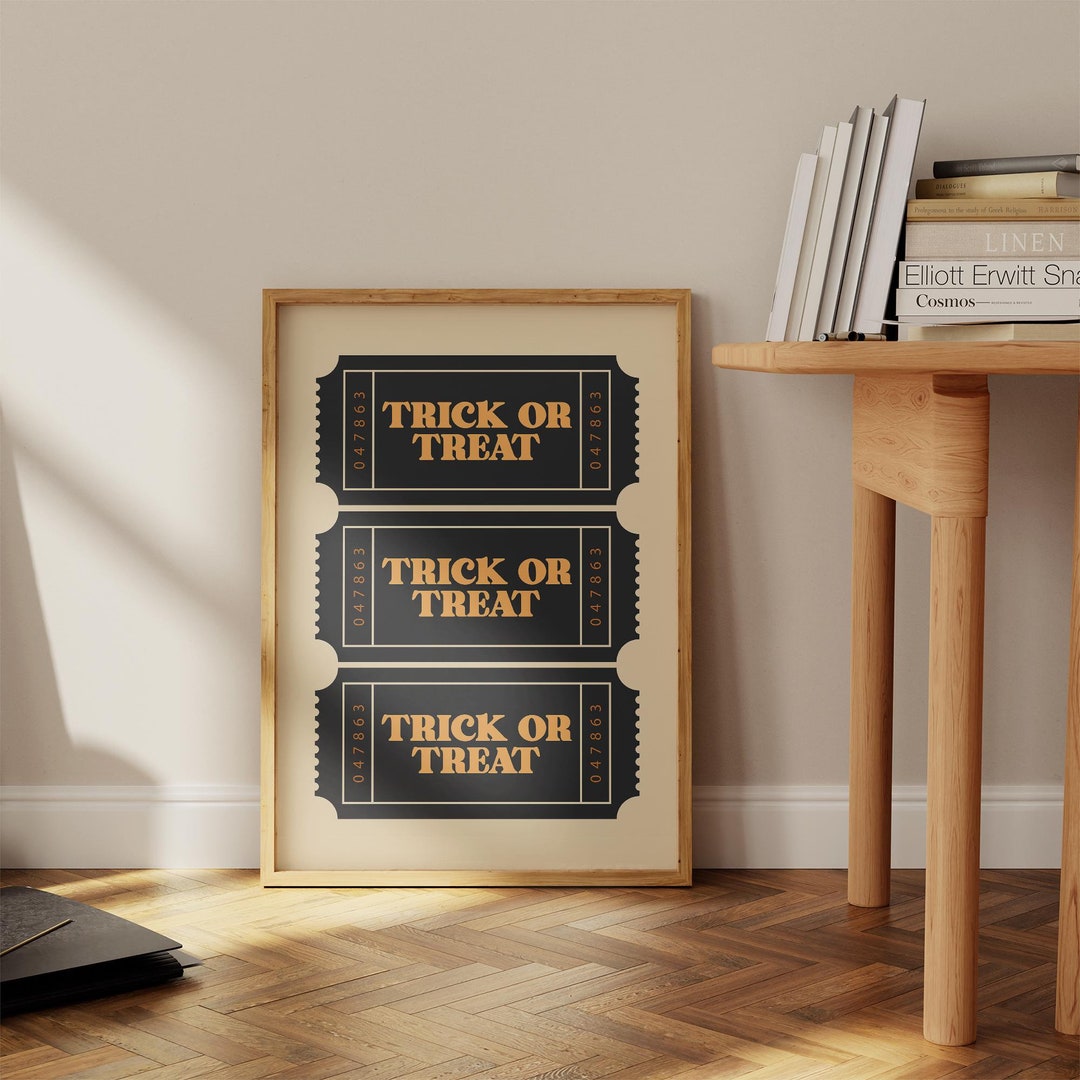 Trick or Treat Ticket Print, Halloween Wall Decor, Halloween Wall Art ...
