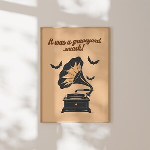 Spooky Record Player Halloween Print: Retro Autumn Wall Art (digital ...