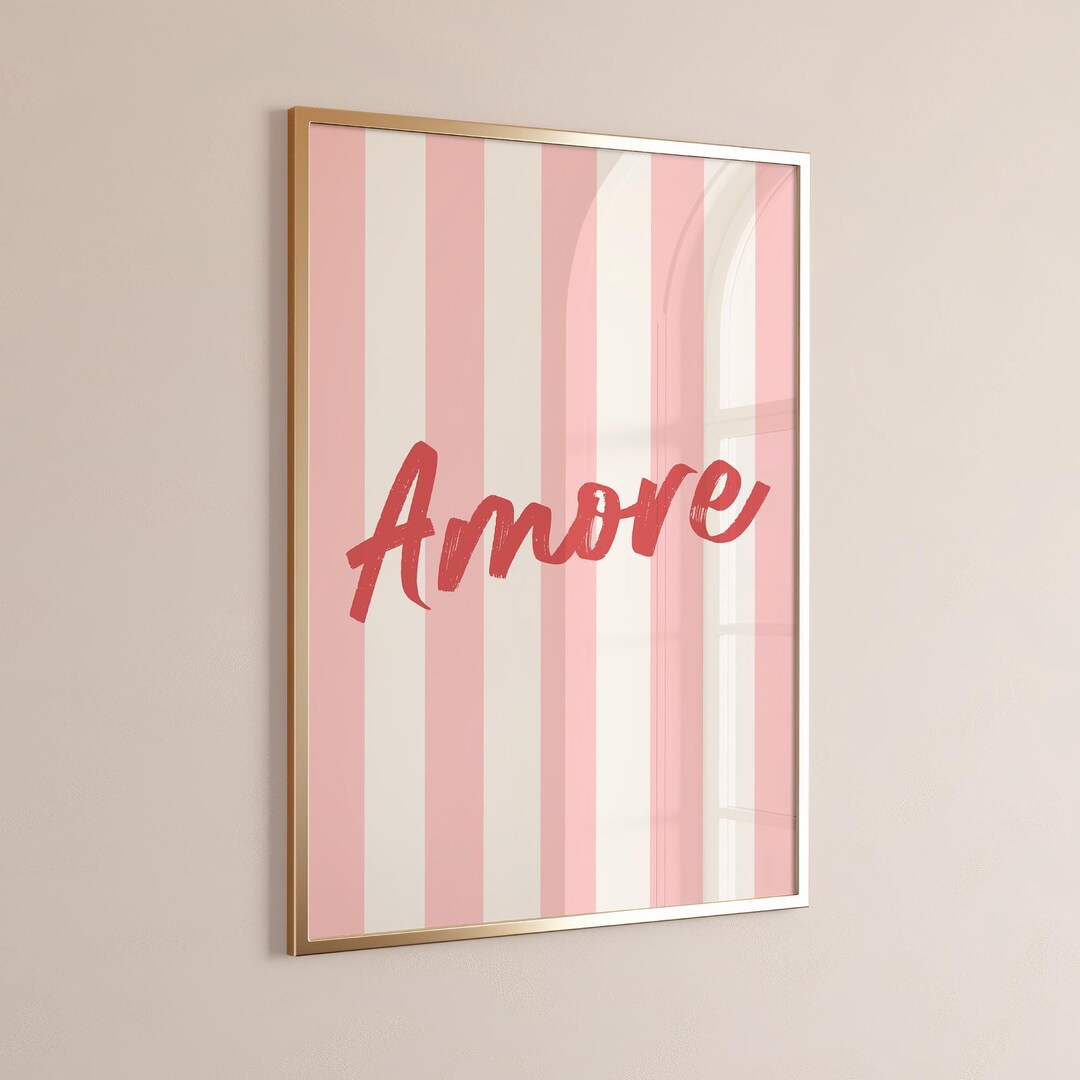 Amore Print: Pink & Red Typography, Trendy Girly Wall Art (digital ...