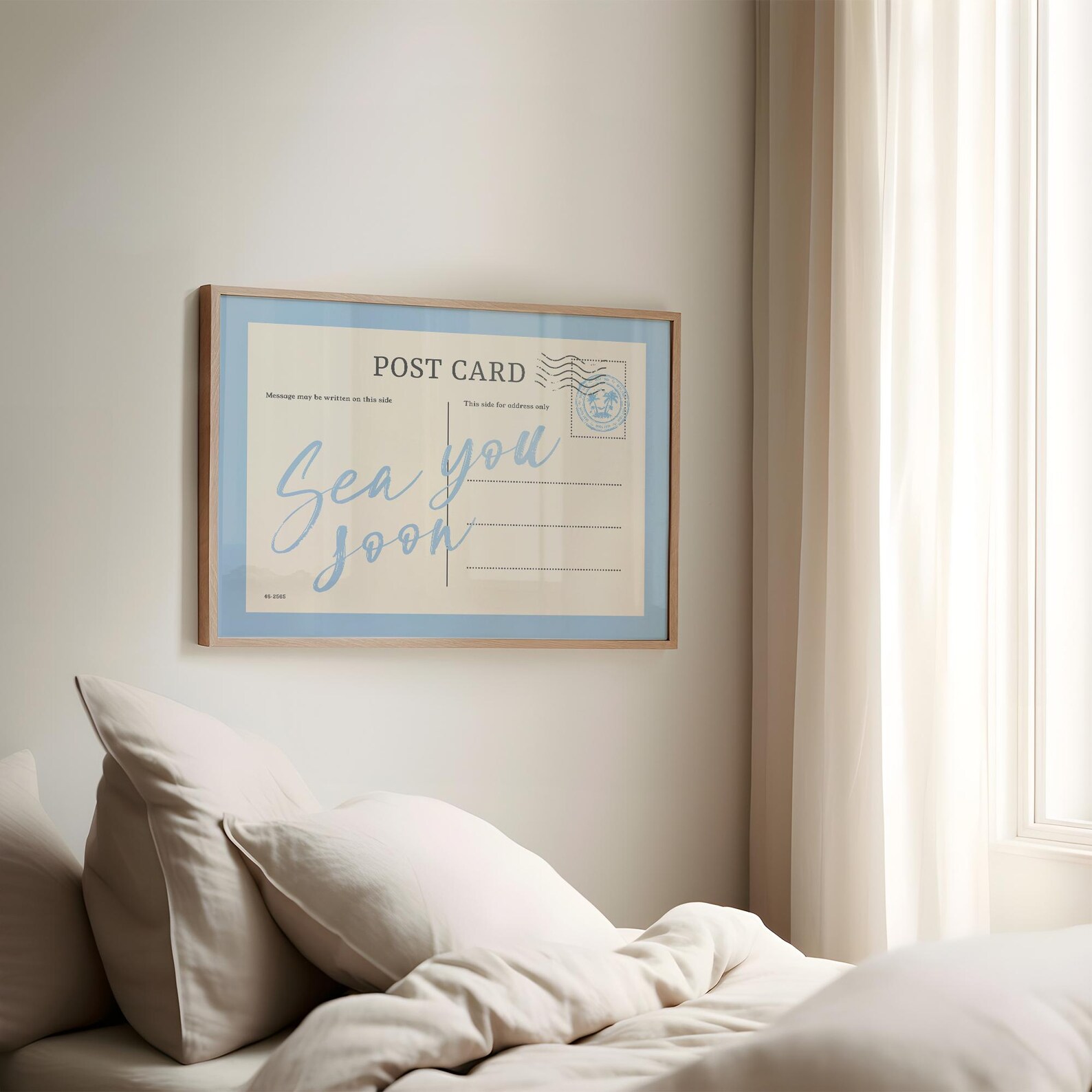 Retro Sea You Soon Postcard Print: Coastal Blue Typography Art (digital ...