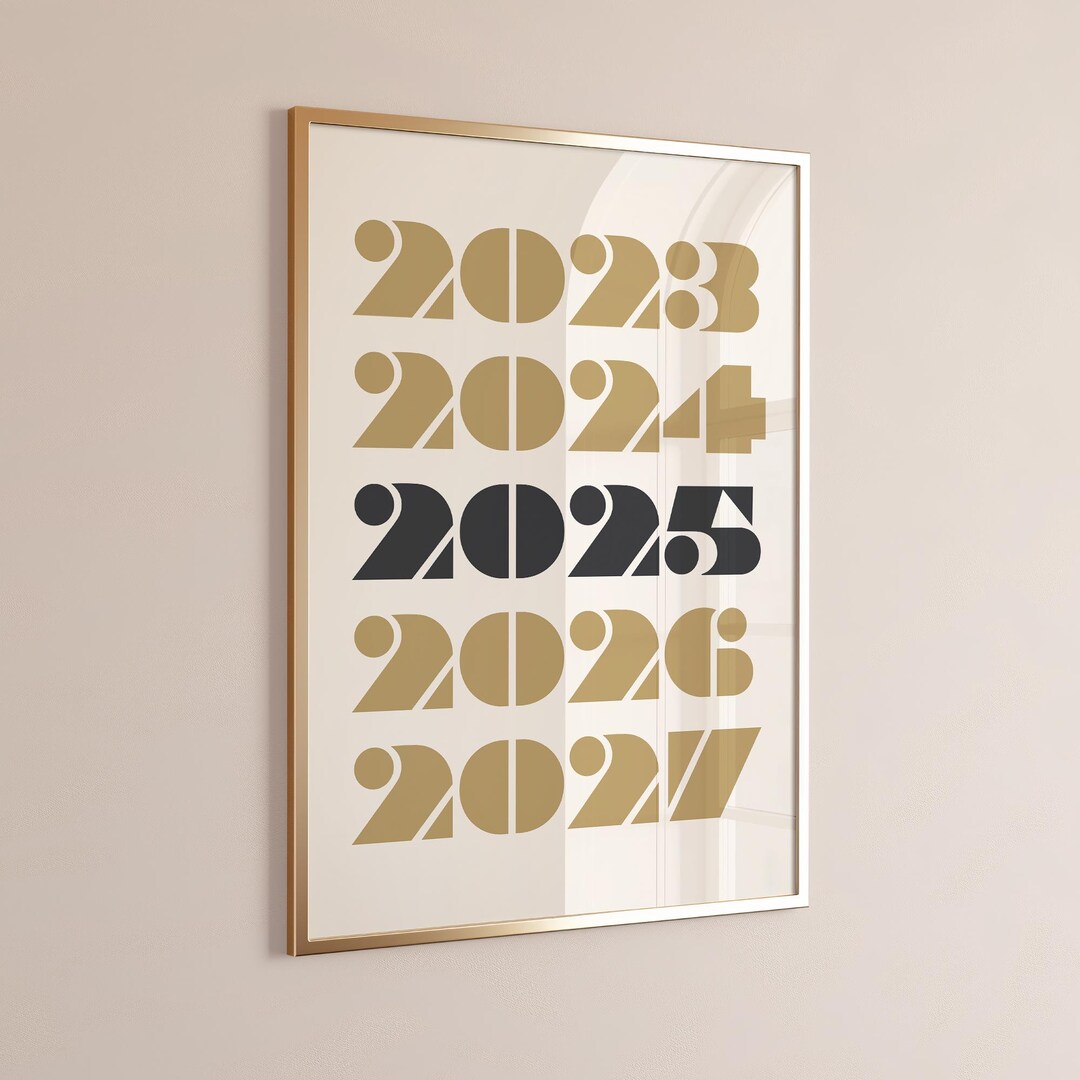 New Year 2025 Printable, New Years Eve Decor, Retro NYE Decoration, New ...