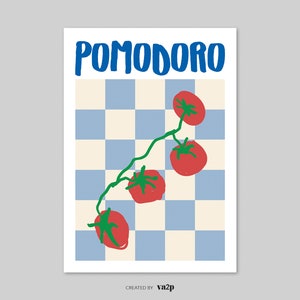 Pomodoro Art Print, Trendy Kitchen Decor, Retro Italian Food Poster ...