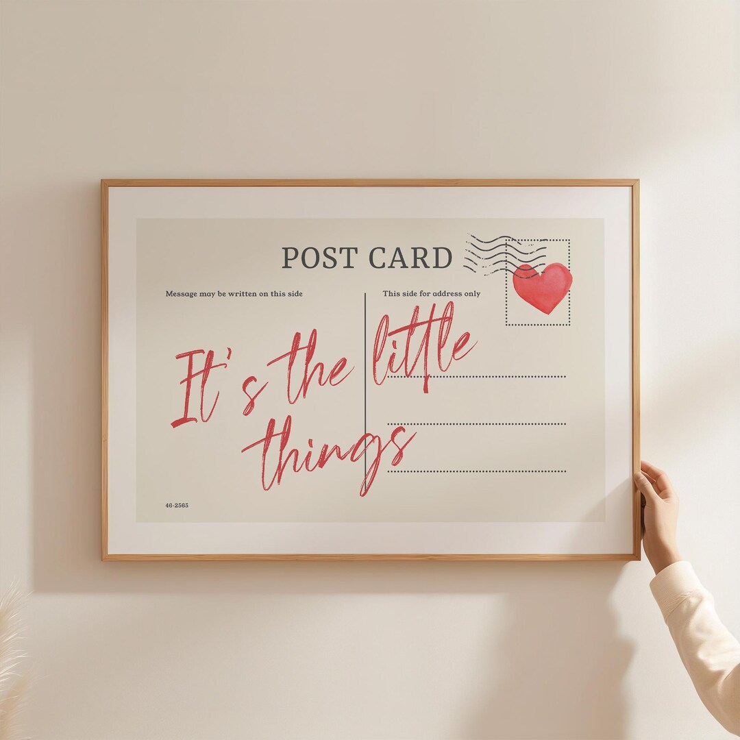 It's the Little Things Print, Love Post Card Print, Vintage Style Wall ...