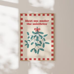 Meet Me Under the Mistletoe Print, Christmas Wall Art, Cute Christmas ...