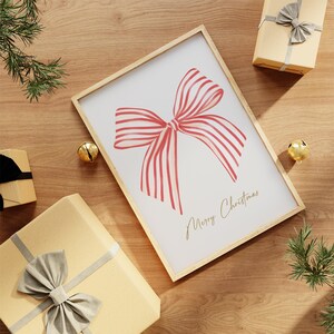 Christmas Bow Print, Merry Christmas Poster, Feminine Room Decor ...