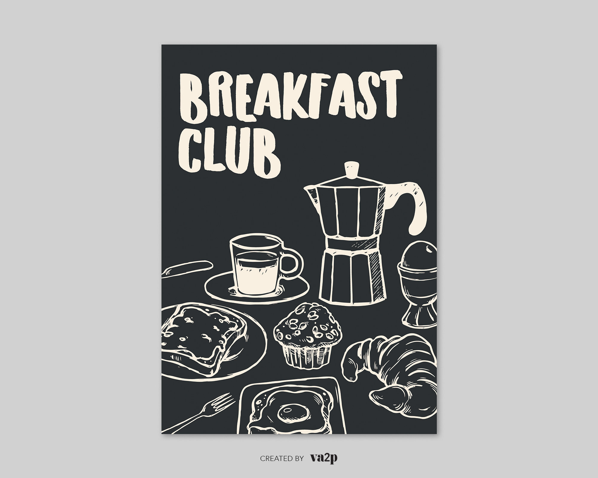 Breakfast Club Print, Digital Download, Retro Dinning Room Wall Art ...