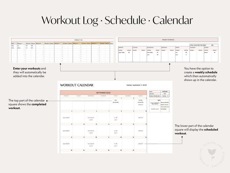 WORKOUT TRACKER Excel Spreadsheet Template, Workout Planner, Monthly ...