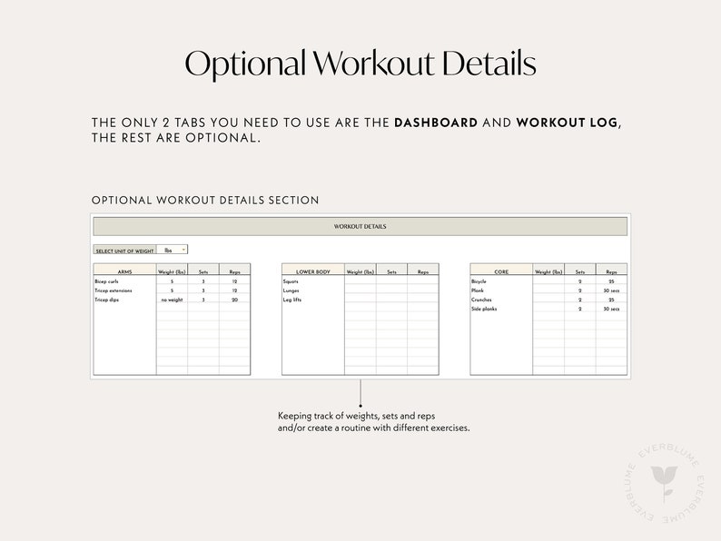 WORKOUT TRACKER - EXCEL Spreadsheet | Workout Planner, Monthly Workout ...