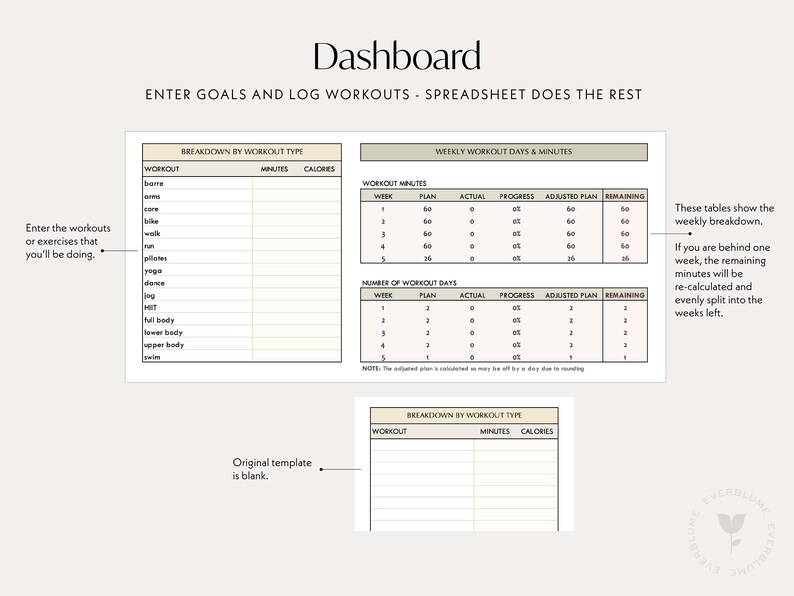 WORKOUT TRACKER Google Sheets Template Workout Planner - Etsy